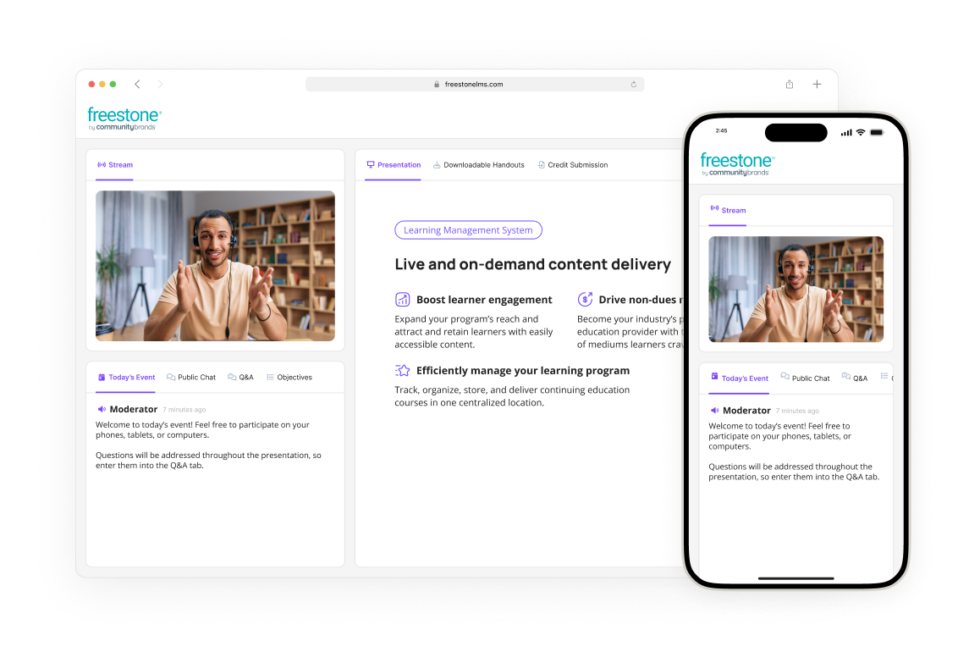 LMS with Live Streaming & Webinar Hosting | Freestone LMS