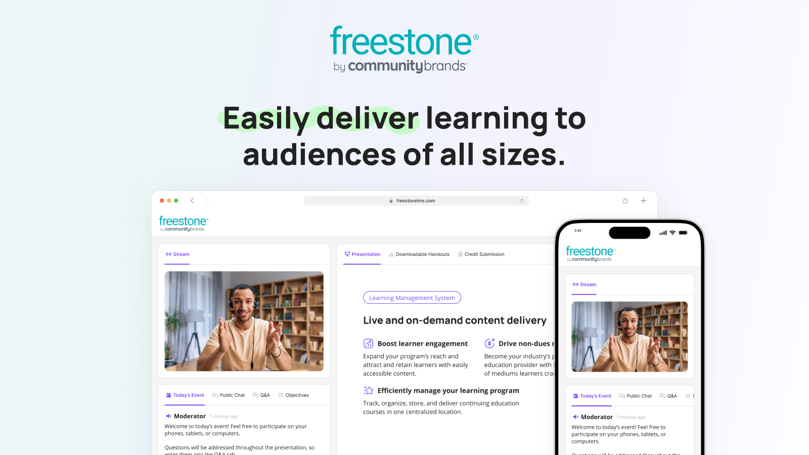 LMS with Live Streaming & Webinar Hosting | Freestone LMS